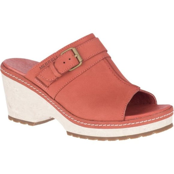 Merrell | Shoes | Halendi Slide Leather Sandal Redwood | Poshmark